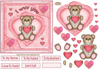 I Wuv You Decoupage Topper - CUP595642_719 | Craftsuprint