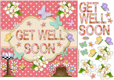 Get Well Soon Butterfly Decoupage Topper - CUP617497_719 | Craftsuprint