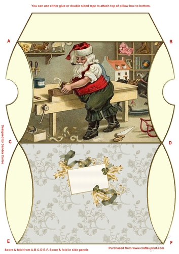Santas Workshop Christmas Pillow Box - CUP739451_719 | Craftsuprint