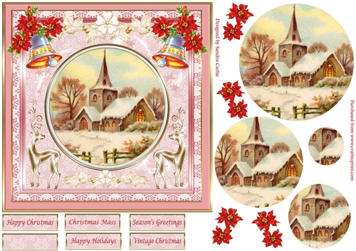 Christmas Mass Vintage Topper - CUP748236_719 | Craftsuprint