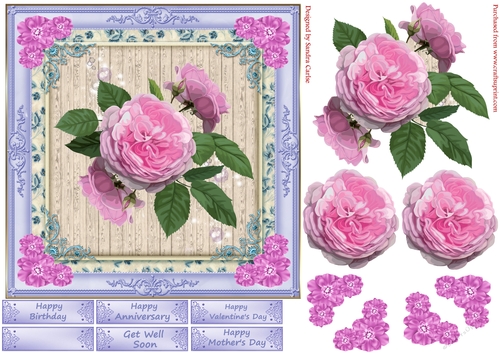 Pretty Pink Flowers Topper - CUP758675_719 | Craftsuprint