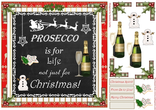 Prosecco Christmas Topper - CUP835228_719 | Craftsuprint