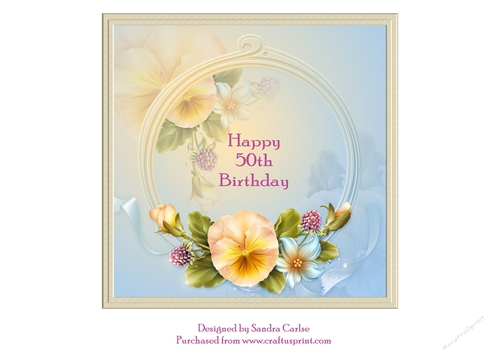 Happy 50th Birthday Floral Insert - CUP883831_719 | Craftsuprint