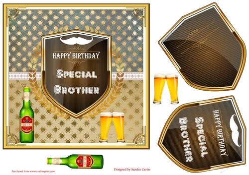 Happy Birthday Brother Decoupage Topper - CUP941090_719 | Craftsuprint