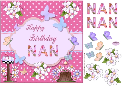 Happy Birthday Nan Pink Topper - CUP969516_719 | Craftsuprint