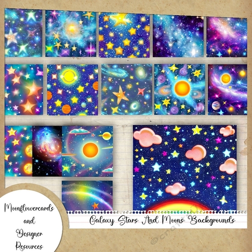 Galaxy Moons and Stars Background Kit - CUP1188659_77133 | Craftsuprint