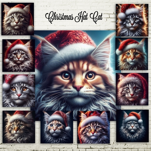 Christmas Hat Cat - CUP1251788_77133 | Craftsuprint