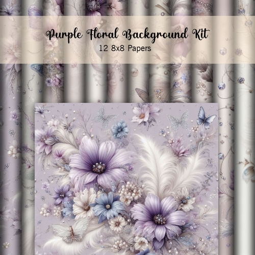 Purple Floral Background Kit - CUP1251853_77133 | Craftsuprint