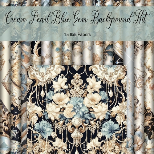 Cream Pearl Blue Pattern Background Kit - CUP1254532_77133 | Craftsuprint