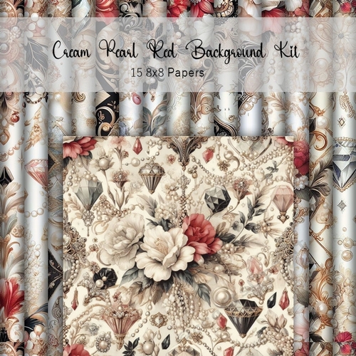 Cream Pearl Red Pattern Background Kit - CUP1254533_77133 | Craftsuprint