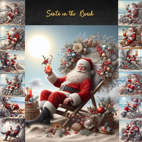 Whimsical Santa on Beach - CUP1258247_77133 | Craftsuprint