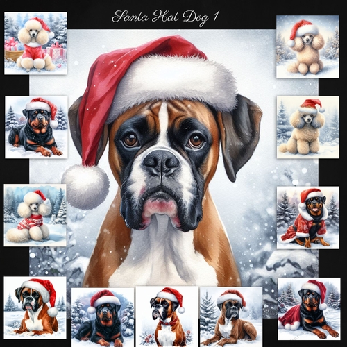 Santa Hat Dogs 1 - CUP1260008_77133 | Craftsuprint