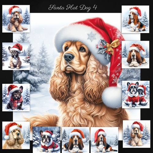 Santa Hat Dogs 4 - CUP1260011_77133 | Craftsuprint