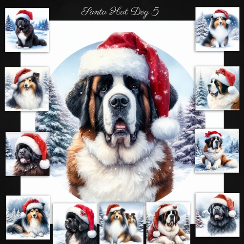 Santa Hat Dogs 5 - CUP1260012_77133 | Craftsuprint