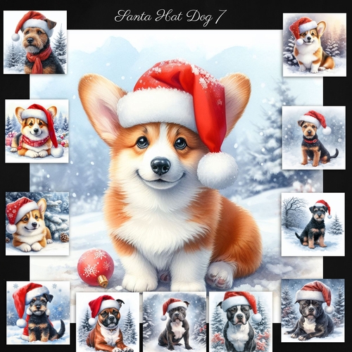 Santa Hat Dogs 7 - CUP1260014_77133 | Craftsuprint