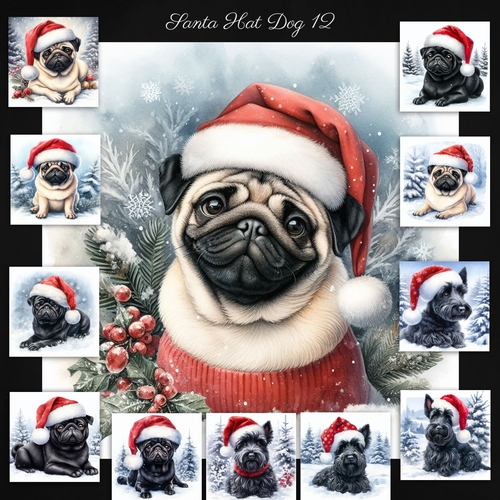 Santa Hat Dogs 12 - CUP1260019_77133 | Craftsuprint