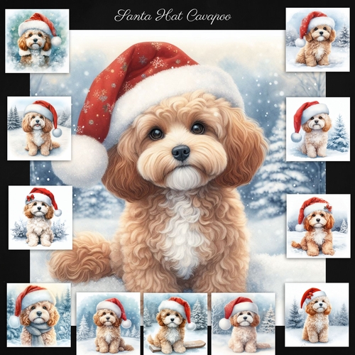 Santa Hat Cavapoo - CUP1260024_77133 | Craftsuprint