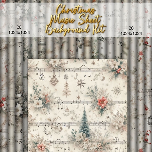 Christmas Music Sheet Background Kit - CUP1261563_77133 | Craftsuprint