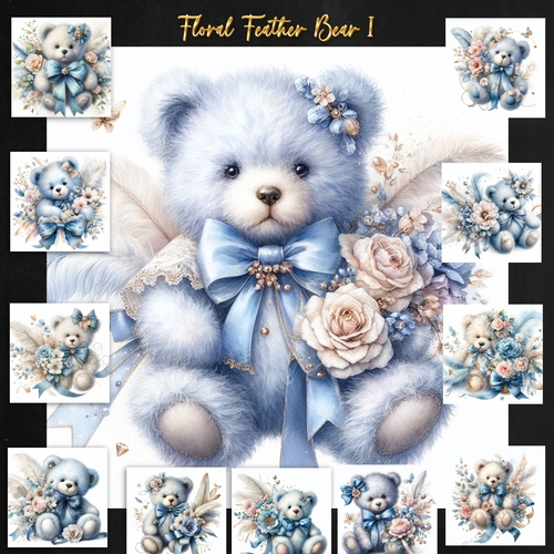 Floral feather Bear - CUP1261682_77133 | Craftsuprint