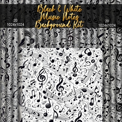 Black And White Music Note Background Kit - CUP1261692_77133 | Craftsuprint