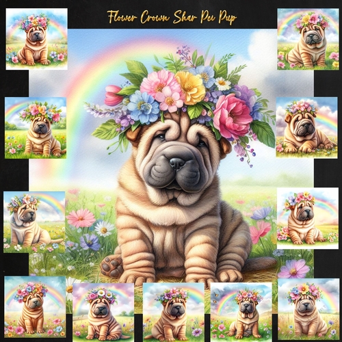 Flower Crown Shar pei Pup - CUP1265545_77133 | Craftsuprint