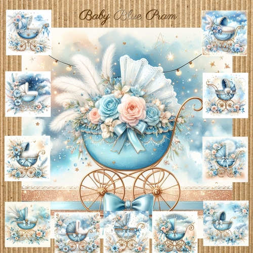 Baby Blue Pram - CUP1269557_77133 | Craftsuprint