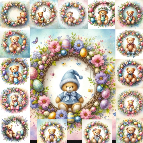 Easter Teddy Wreaths - CUP1282805_77133 | Craftsuprint