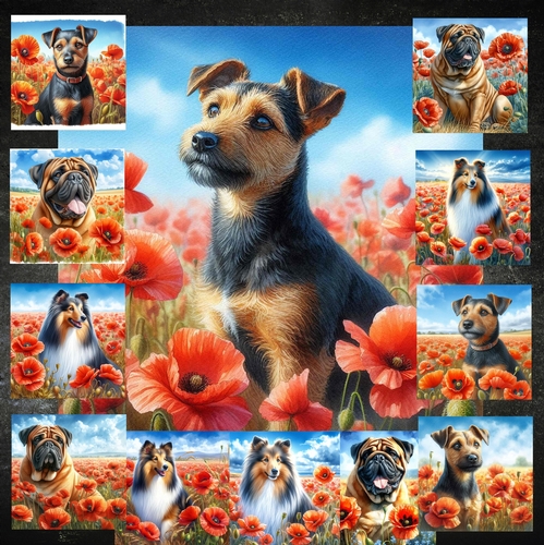 Beautiful Poppy Field Dogs 1 - CUP1284313_77133 | Craftsuprint
