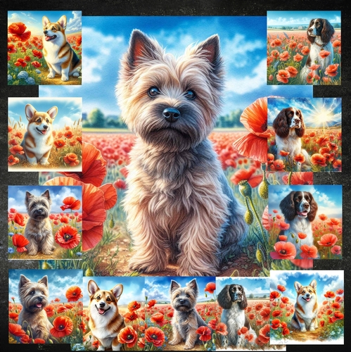 Beautiful Poppy Field Dogs 4 - CUP1284317_77133 | Craftsuprint