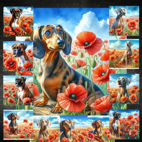 Beautiful Poppy Field Dogs 10 - CUP1284322_77133 | Craftsuprint