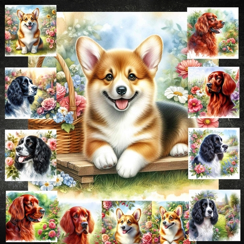 Spring Meadow Dogs 3 - CUP1292669_77133 | Craftsuprint