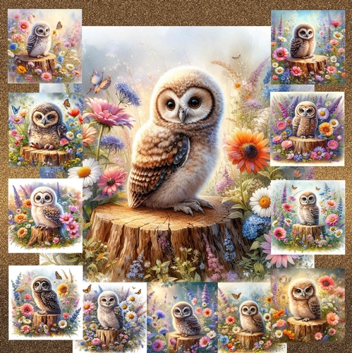 Floral Tree Stump Owl - CUP1293982_77133 | Craftsuprint