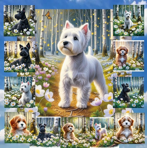 Beautiful Birch Forest Dogs 4 - CUP1298052_77133 | Craftsuprint