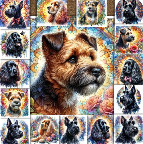 Beautiful Stained Glass Dogs 6 - CUP1305025_77133 | Craftsuprint