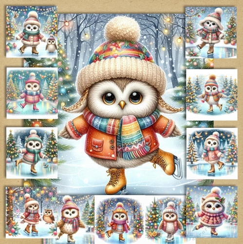 Christmas Skating Owl - CUP1314362_77133 | Craftsuprint