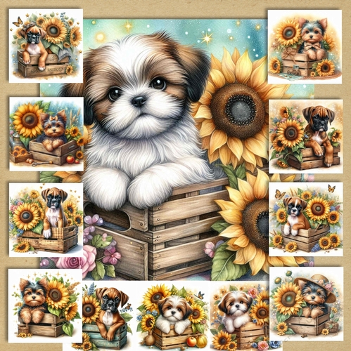 Sunflower Pups 7 - CUP1315127_77133 | Craftsuprint