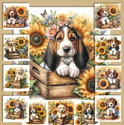 Sunflower Pups 9 - CUP1315130_77133 | Craftsuprint