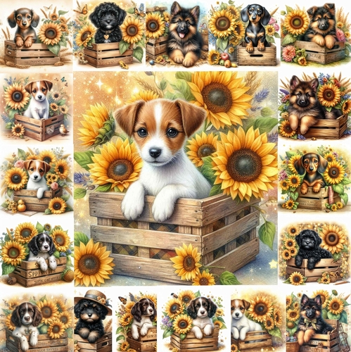Sunflower Pups 12 - CUP1315137_77133 | Craftsuprint