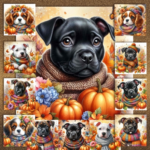 Pumpkin Fall Dogs 4 - CUP1321839_77133 | Craftsuprint