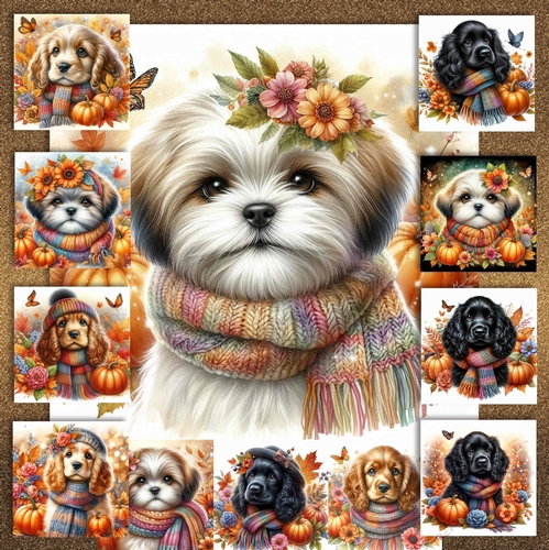 Pumpkin Fall Dogs 7 - CUP1321842_77133 | Craftsuprint