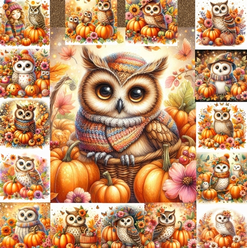 Pumpkin Fall Owls - CUP1322833_77133 | Craftsuprint