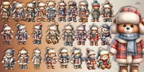 Winter Teddy Bears 3 Clipart - CUP1332445_77133 | Craftsuprint