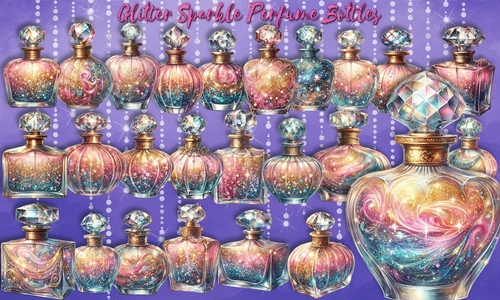 Glitter Sparkle Perfume Bottles Clipart - CUP1339036_77133 | Craftsuprint