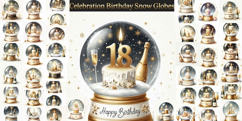 Celebration Birthday Snow globes Bundle - CUP1350656_77133 | Craftsuprint