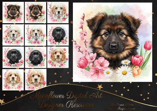 Pretty Floral Pups 2 - CUP1375698_77133 | Craftsuprint