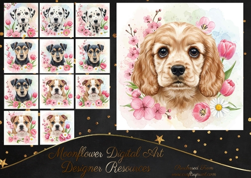Pretty Floral Pups 3 - CUP1375699_77133 | Craftsuprint