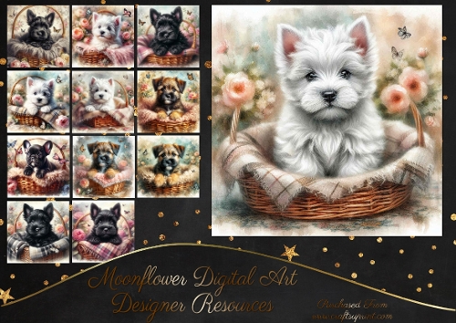 Fluffy Basket Pups 11 - CUP1386642_77133 | Craftsuprint