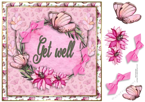 8x8 Pink Butterfly Get well - CUP892064_77133 | Craftsuprint