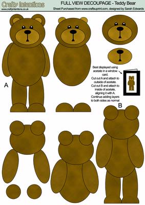 Full View Decoupage - Teddy Bear - CUP12592_172 | Craftsuprint