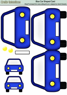 Blue Car Shaped Card with 3D - CUP14286_172 | Craftsuprint